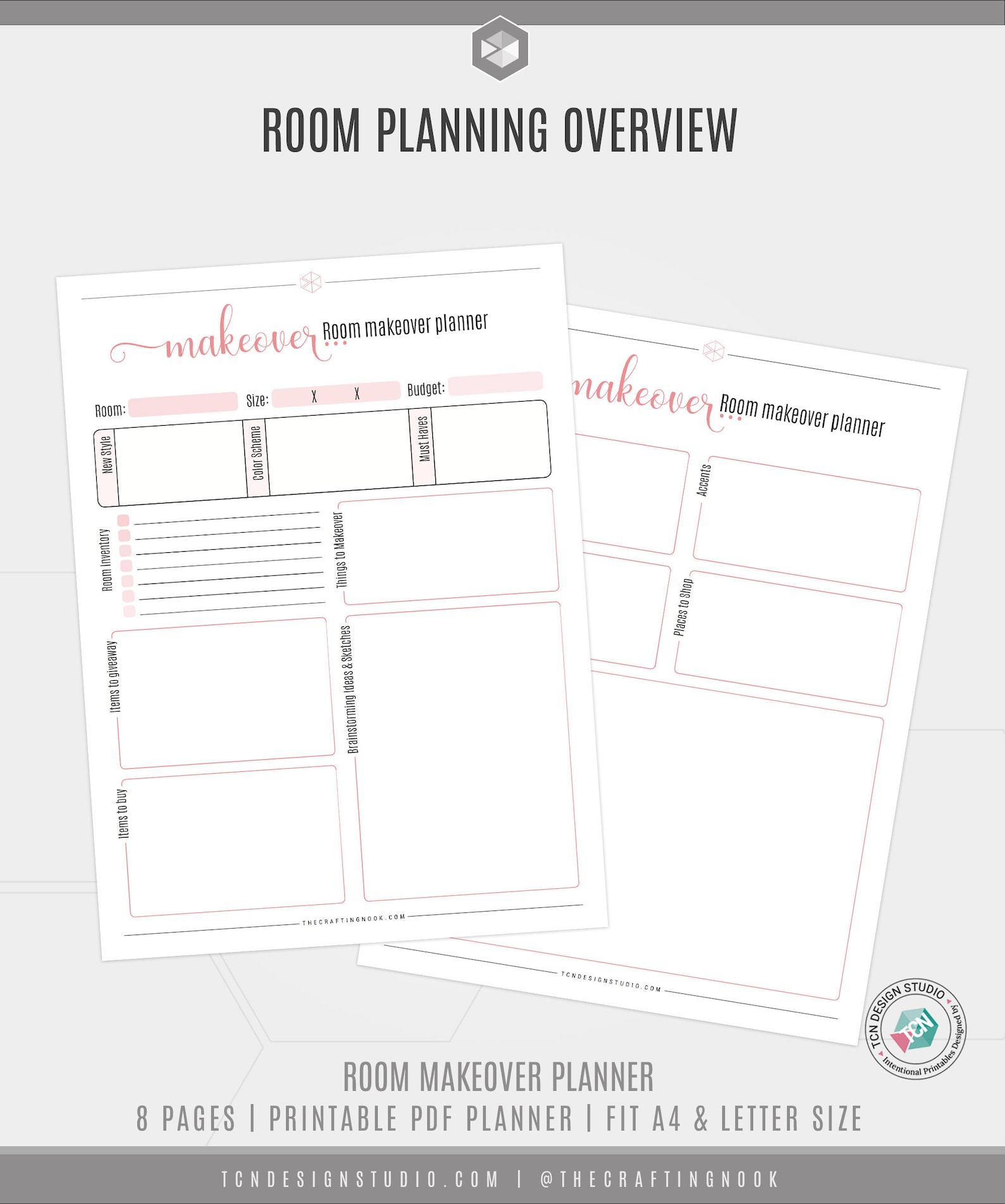 Room Design Planner, Room Makeover Planner, Printable Design Planner ...