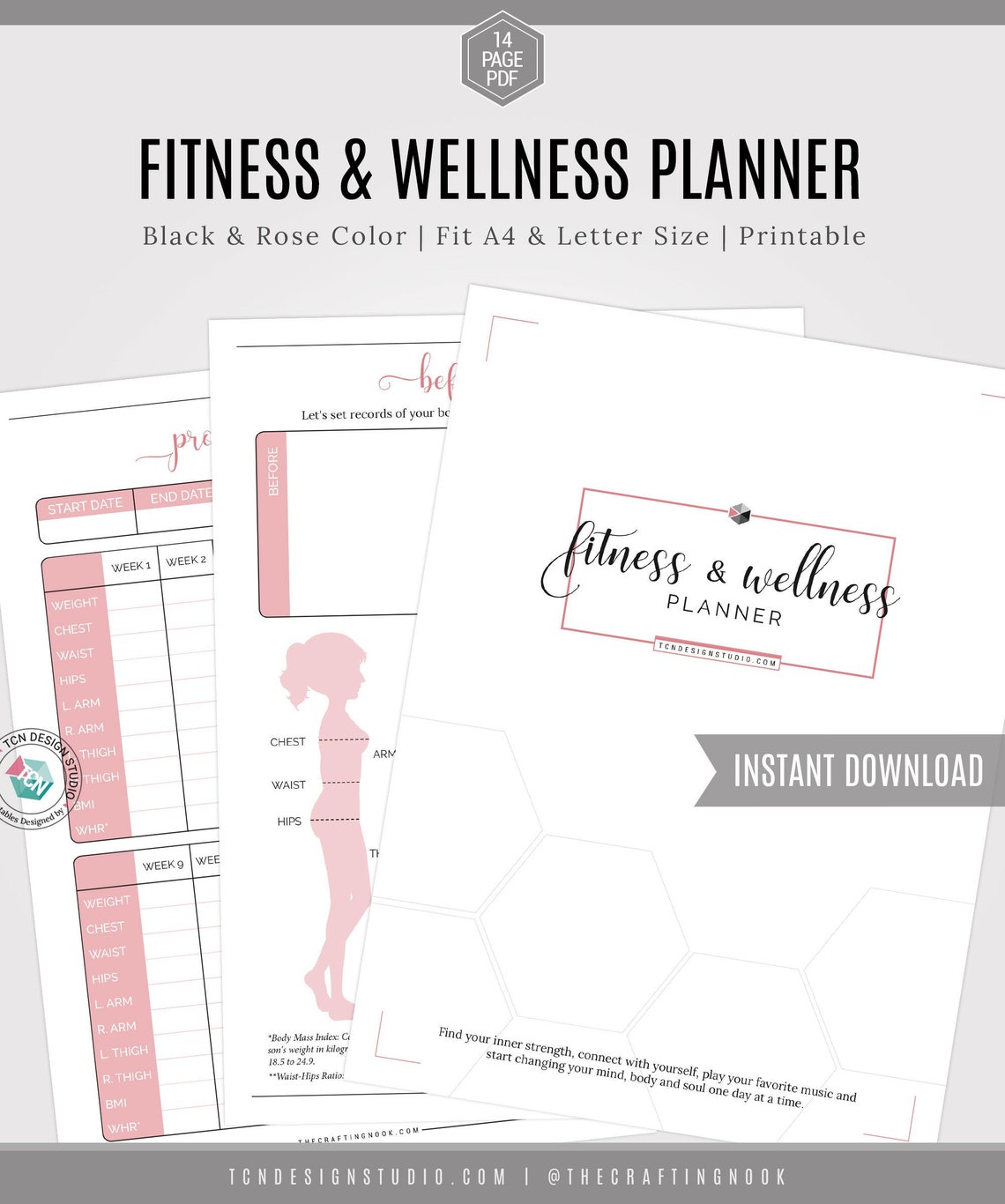 Fitness Planner Printable, Health Planner, Wellness Planner, Weekly ...