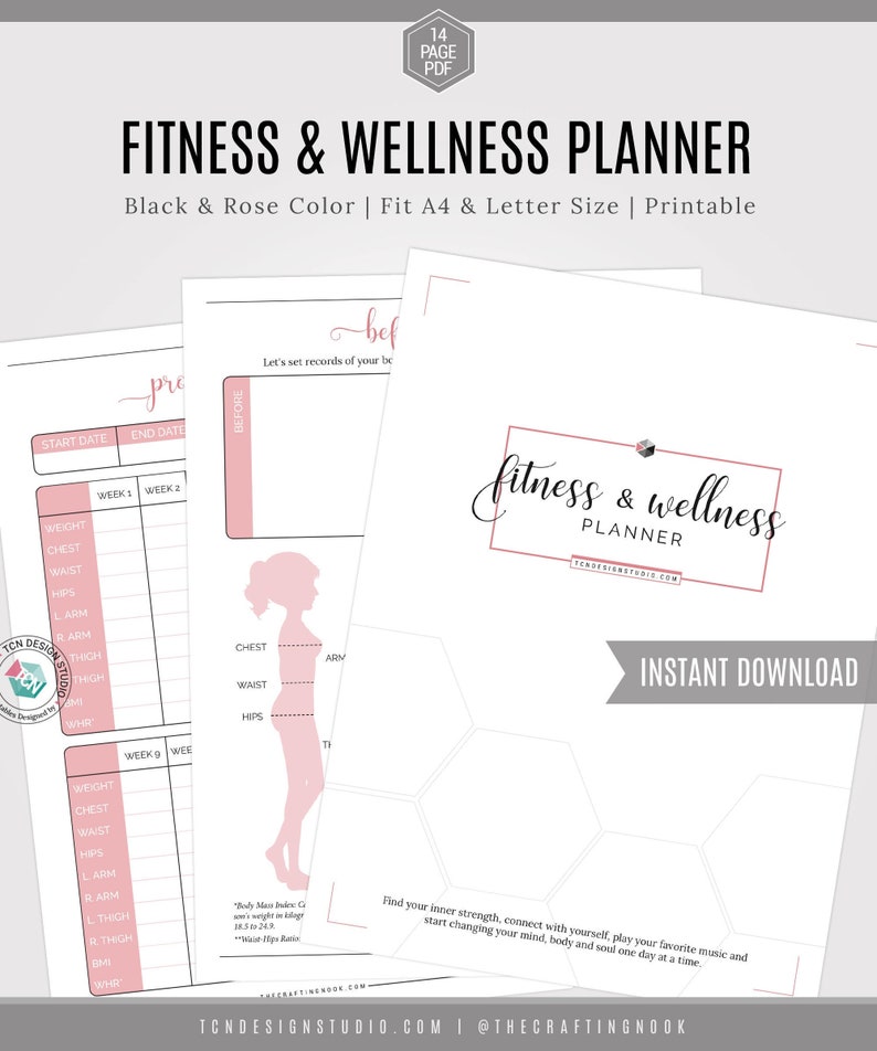 Fitness Planner Printable, Health Planner, Wellness Planner, Weekly ...