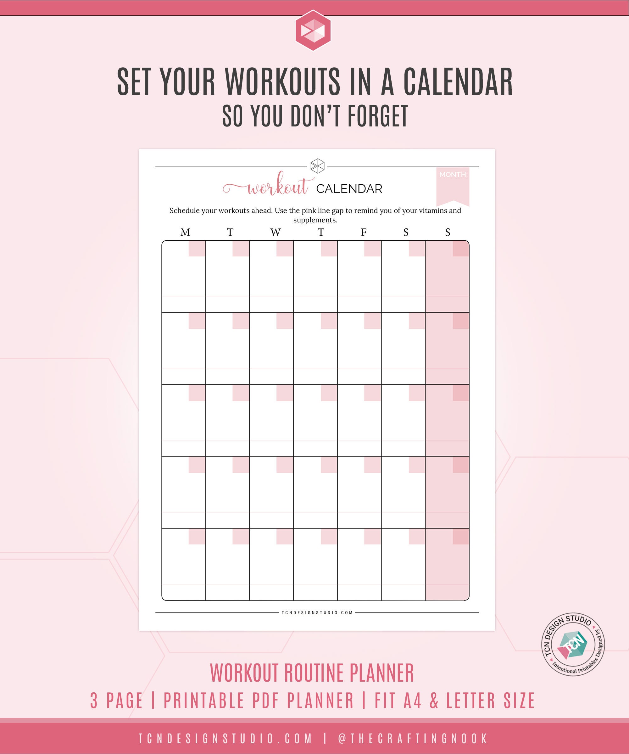 Monthly Workout Routine Tracker Printable, Home Workout Routine, Health ...