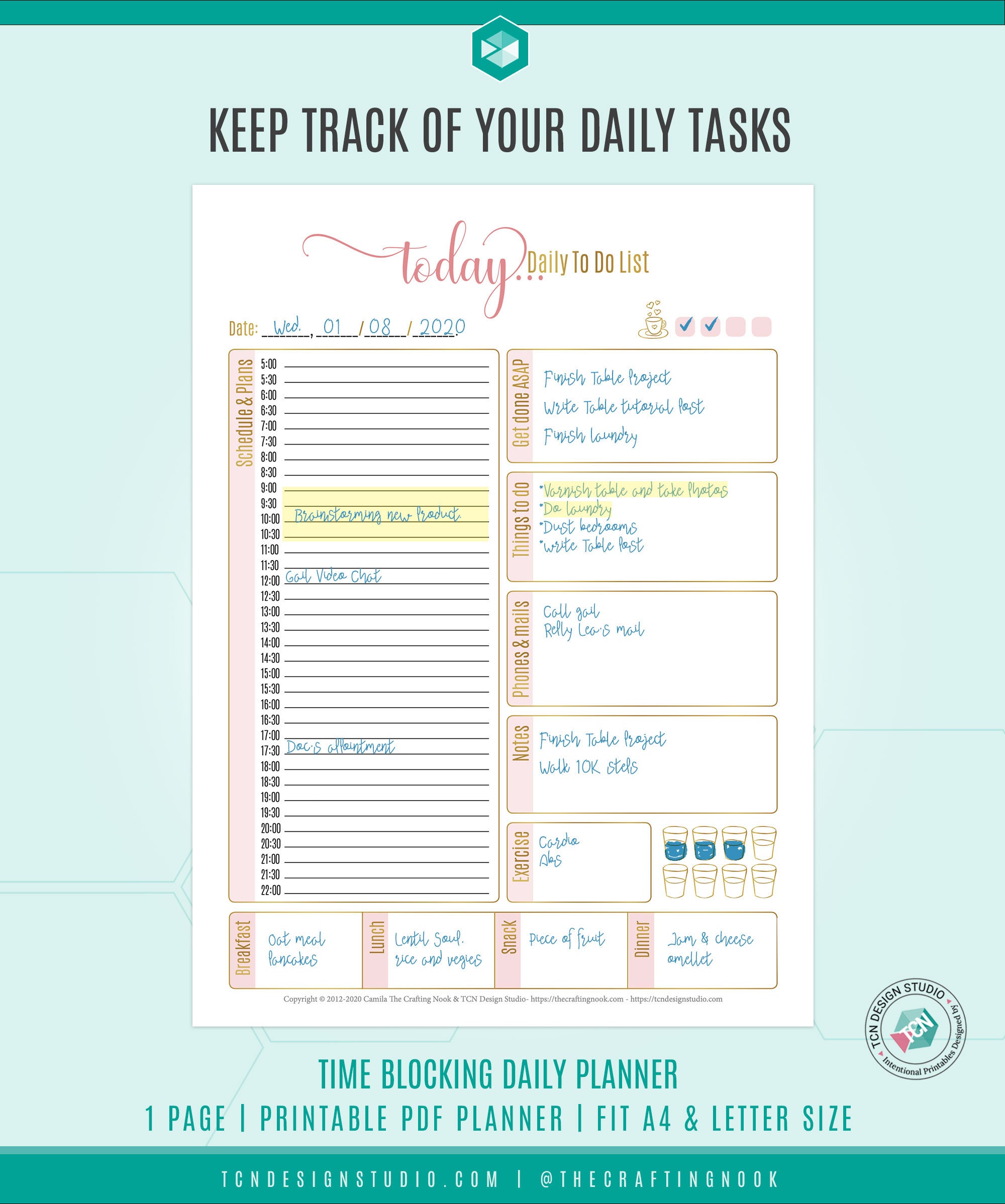 Time Blocking Daily Planner Printable Page To-do List 2020 - Etsy