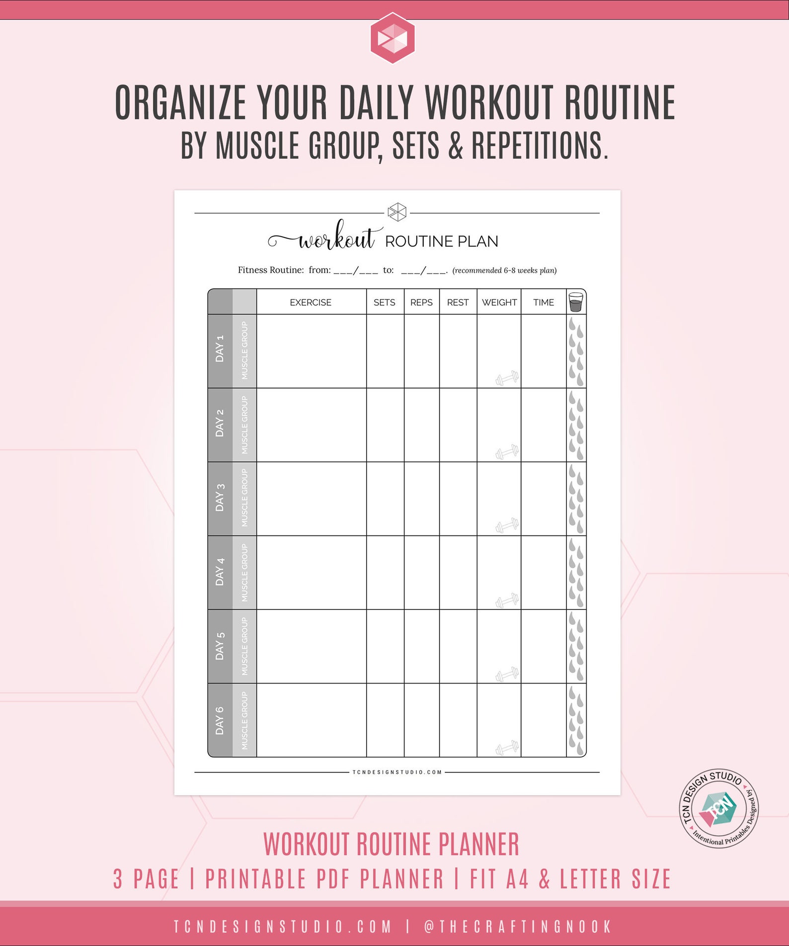 Monthly Workout Routine Tracker Printable, Home Workout Routine, Health ...