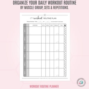 Monthly Workout Routine Tracker Printable, Home Workout Routine, Health ...