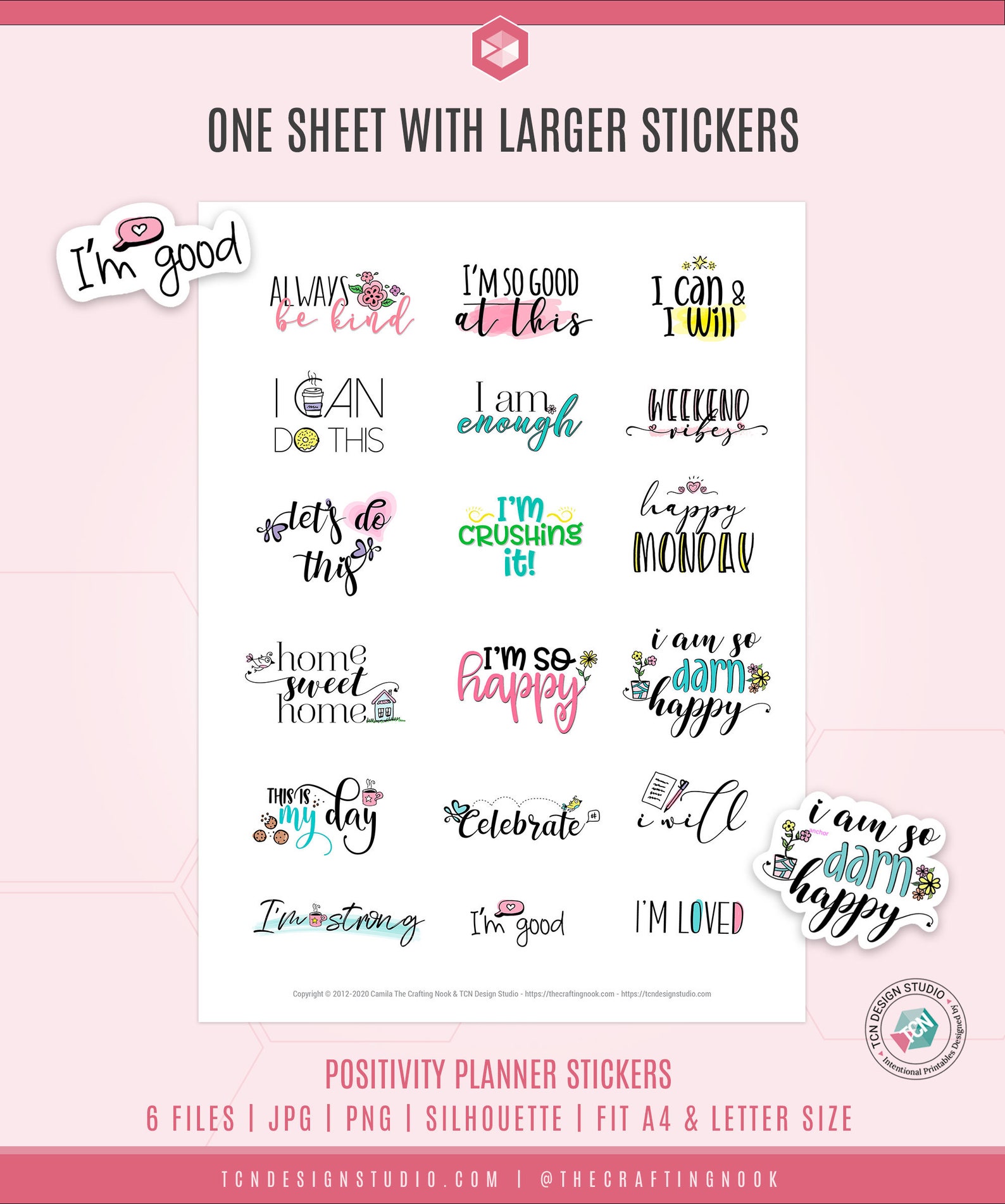 Positivity Planner Printable Stickers, Bullet Journal Stickers ...
