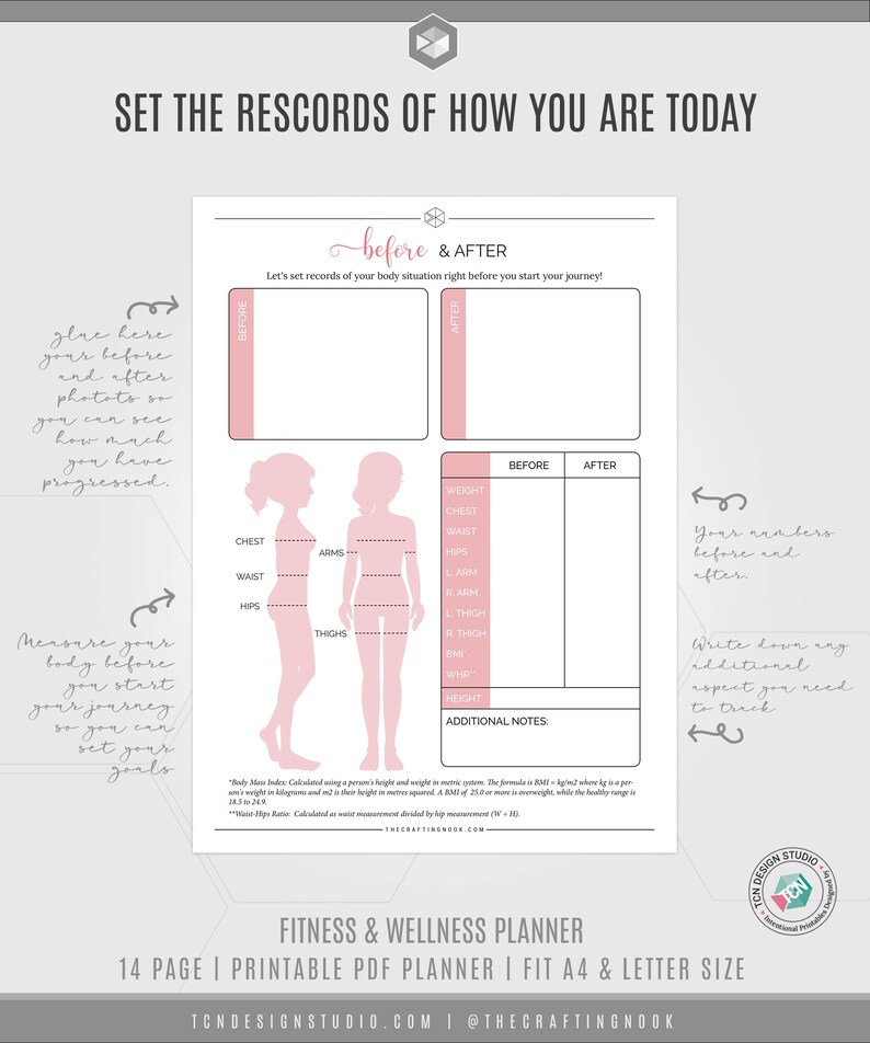 Fitness Planner Printable, Health Planner, Wellness Planner, Weekly ...