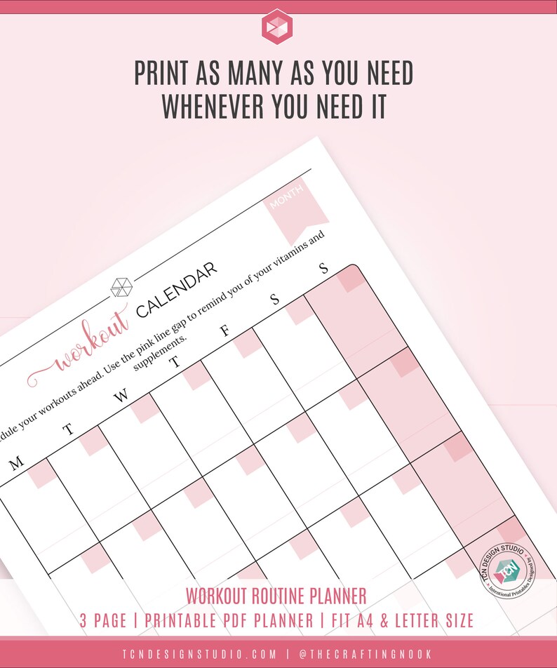 Monthly Workout Routine Tracker Printable, Home Workout Routine, Health ...