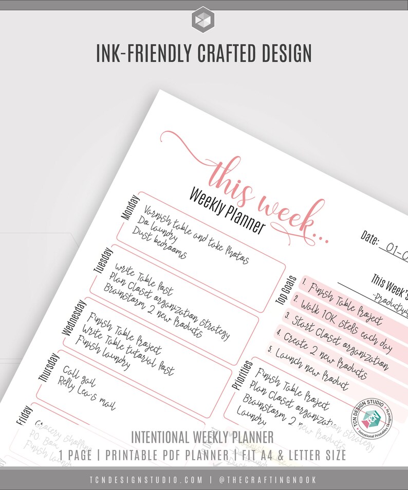 Printable Weekly Planner, Printable Week Plan, 2020 Weekly Planner ...