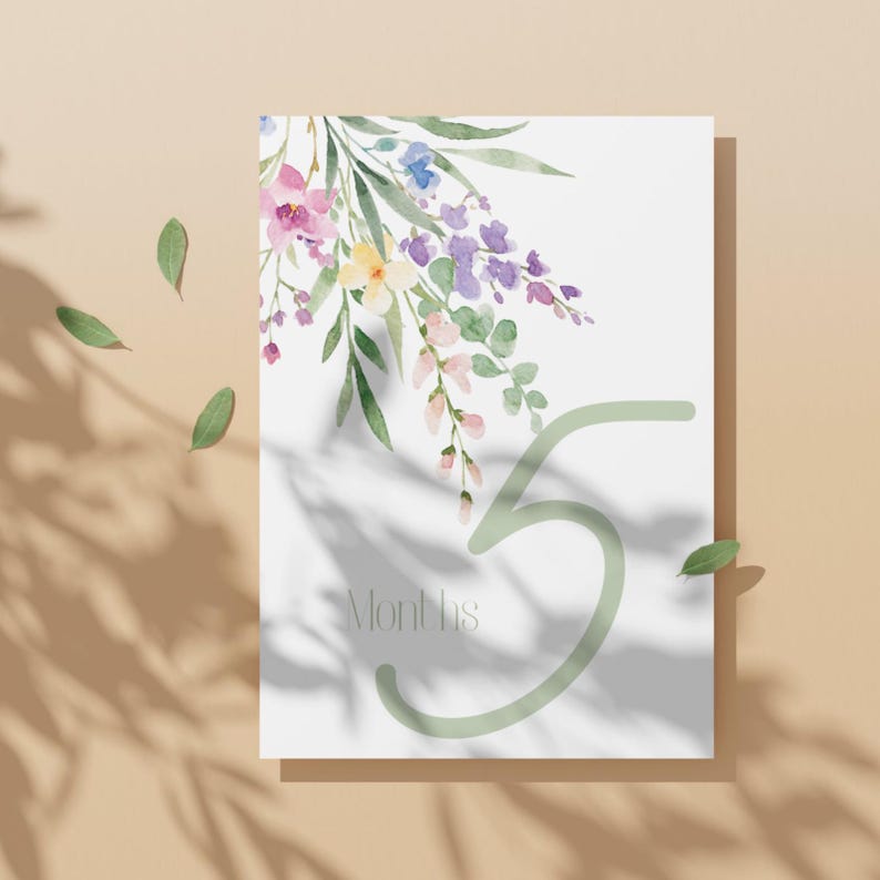 Wildflower Printable Milestone Cards | First Year Monthly Milestone ...