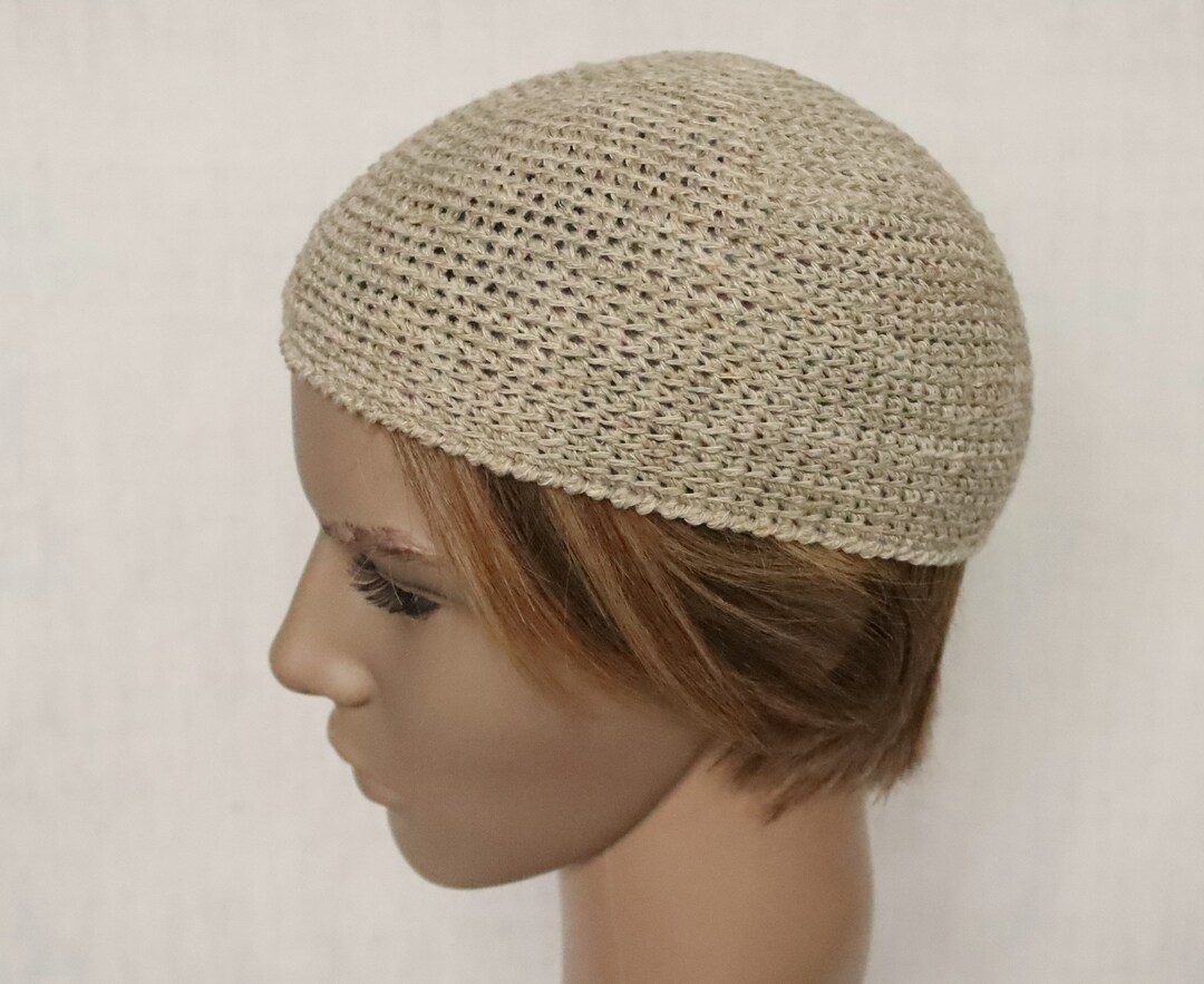 Men's Skullcap, Rustic Linen Skull Hats, Kufi Hats, Short Flax Beanie ...