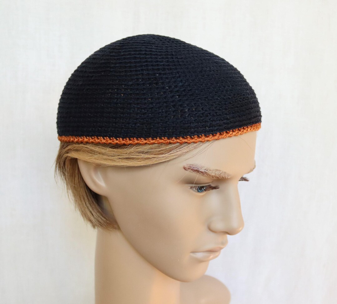 Skullcap, Linen Skull Hats, Kufi Hats, Short Flax Beanie for Men, Dark ...