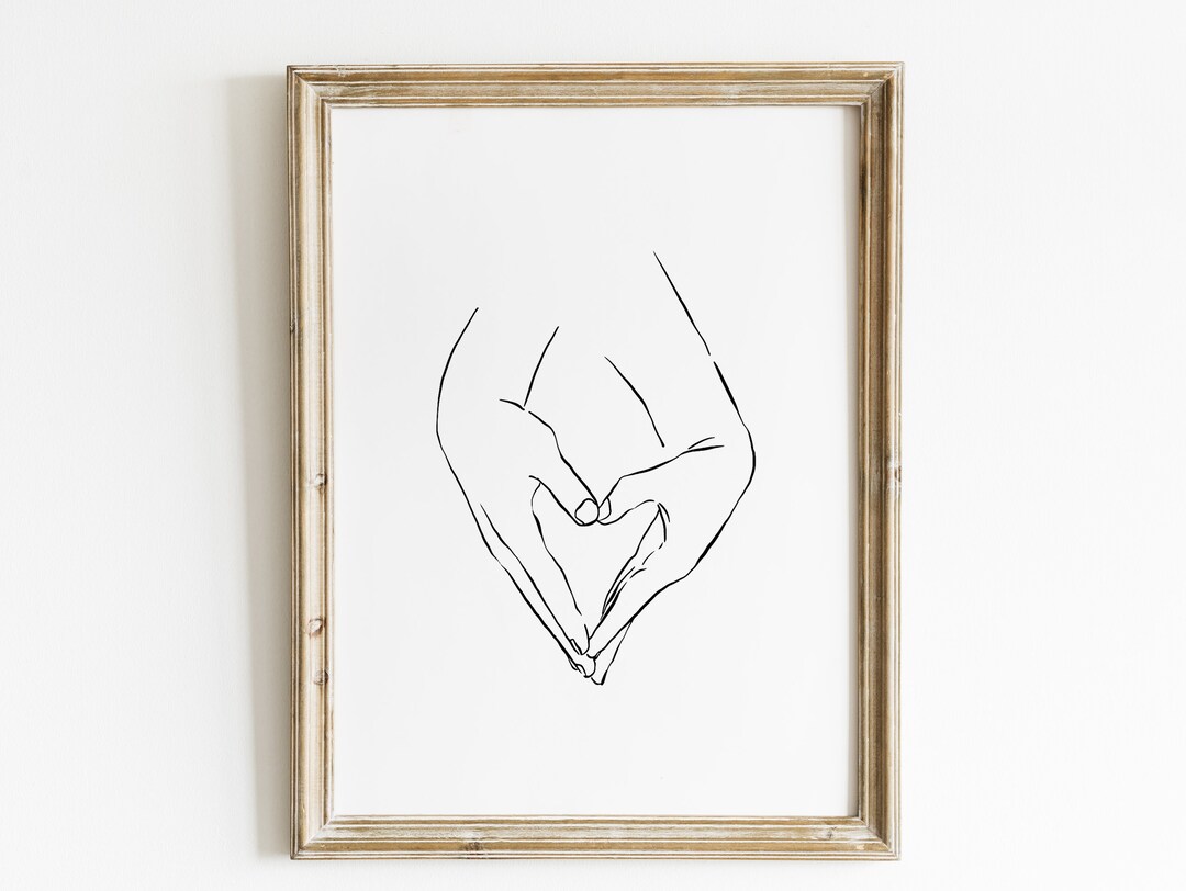 Minimalist Printable Wall Art, Modern One Line Drawing Art, Heart Sign ...
