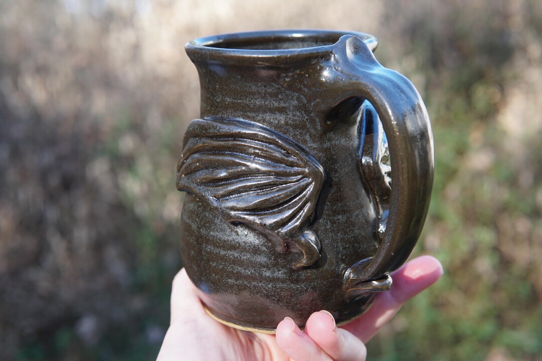 XL Dark Wings Mug in Iron Age Glaze- Ceramic Pottery Mug Brew Coffee ...