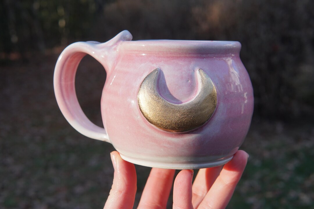 22k Golden Wet Moon Orb Mug in Rose Quartz Anima - Etsy
