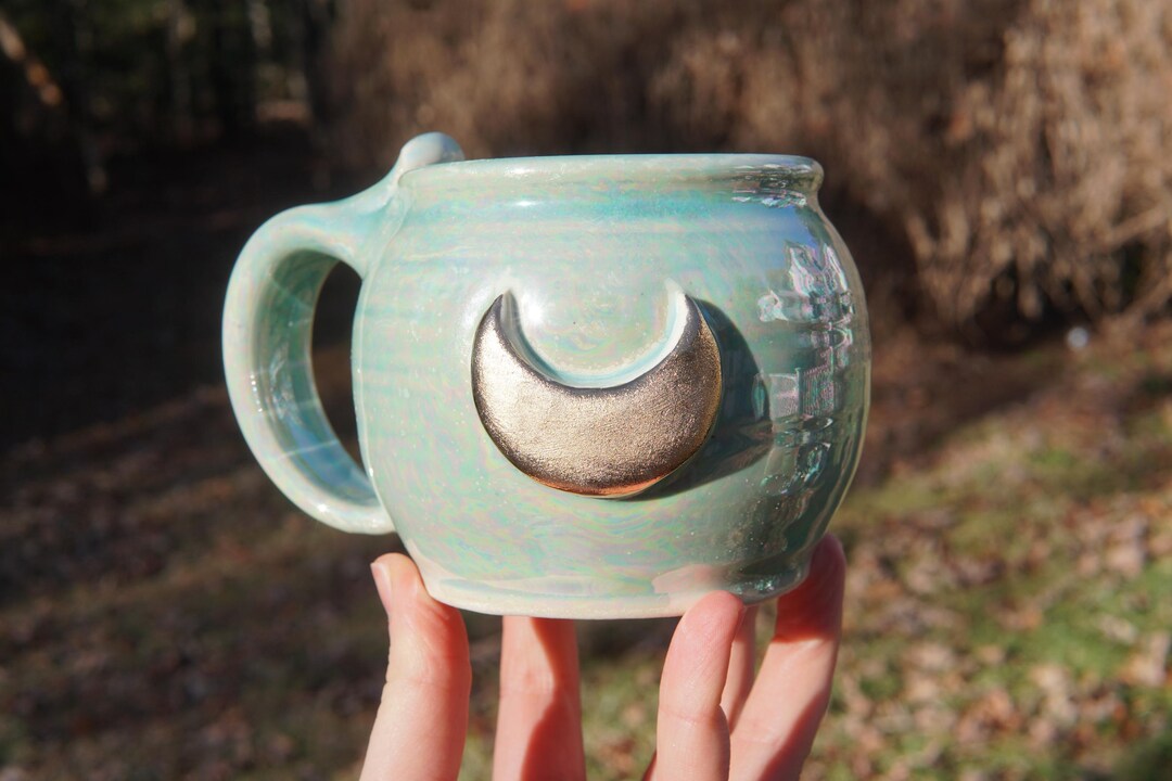 22k Golden Wet Moon Pearled Orb Mug in Celestite Muse Pink Soft Coffee ...