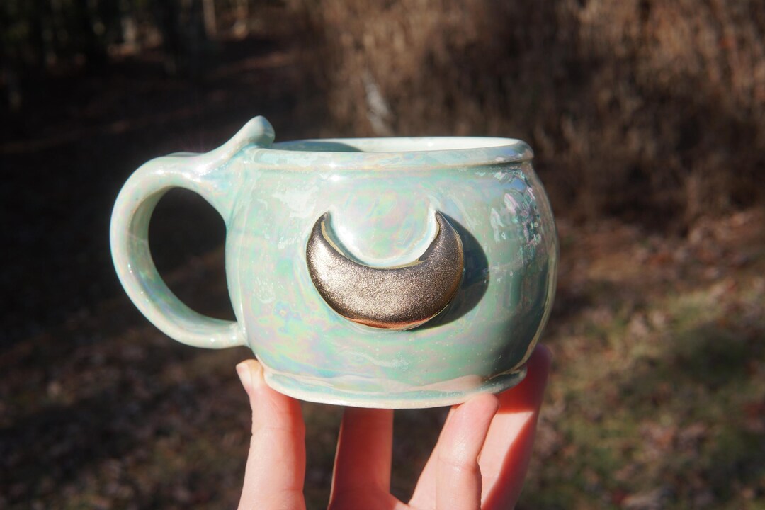 22k Golden Wet Moon Pearled Orb Mug in Celestite Muse -- Pink Soft ...