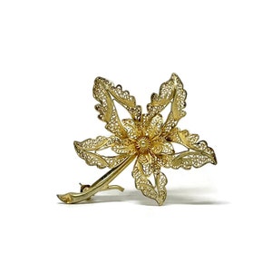 Topazio Portugal Filigree Gold Vermeil 925 Silver Flower Brooch Pin - Etsy