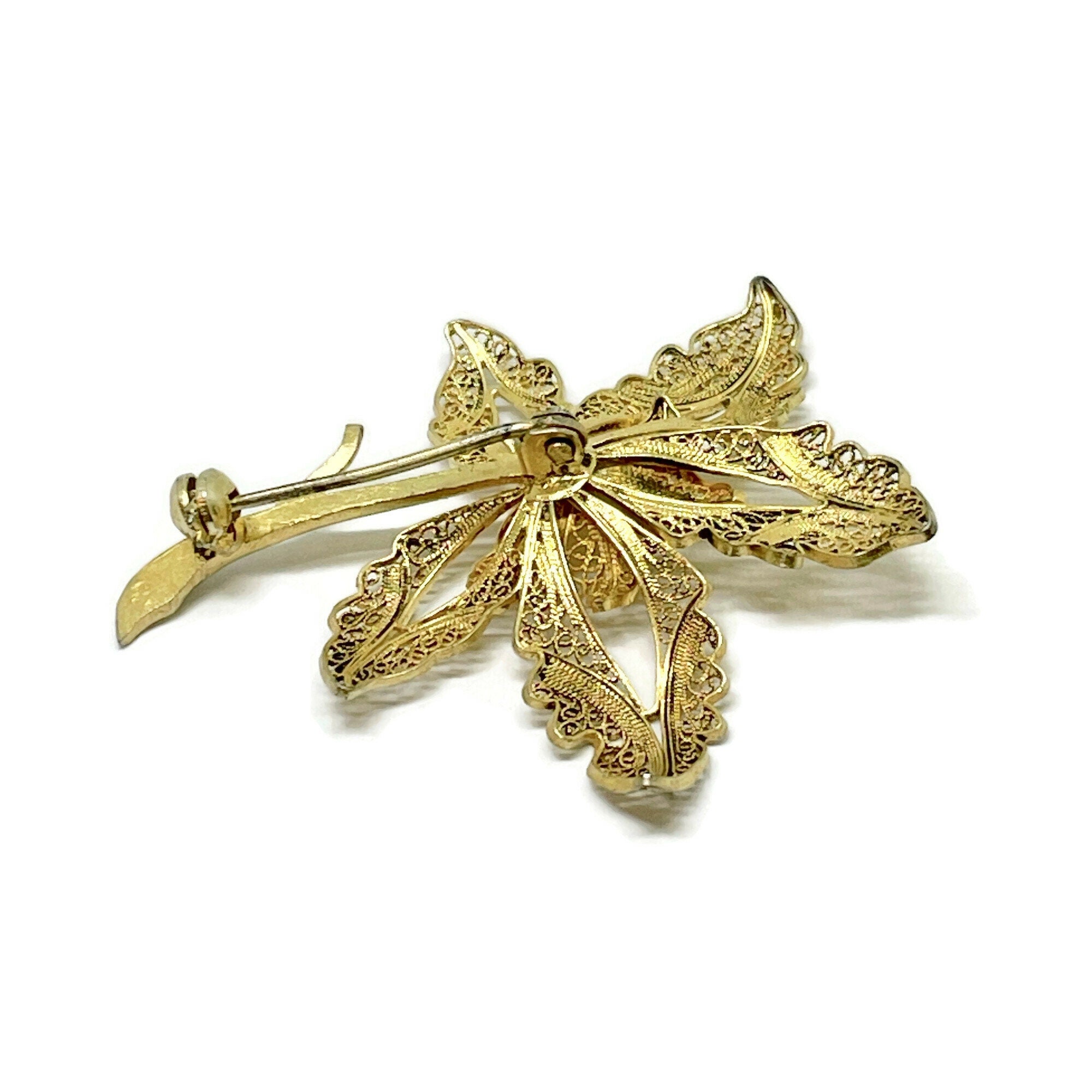 Topazio Portugal Filigree Gold Vermeil 925 Silver Flower Brooch Pin - Etsy