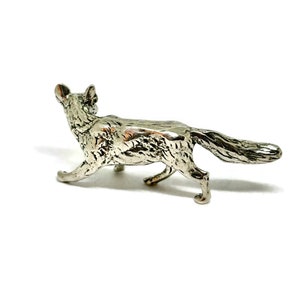 Silver Fox Figurine. Fox Silver Miniature. - Etsy