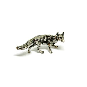 Silver Fox Figurine. Fox Silver Miniature. - Etsy