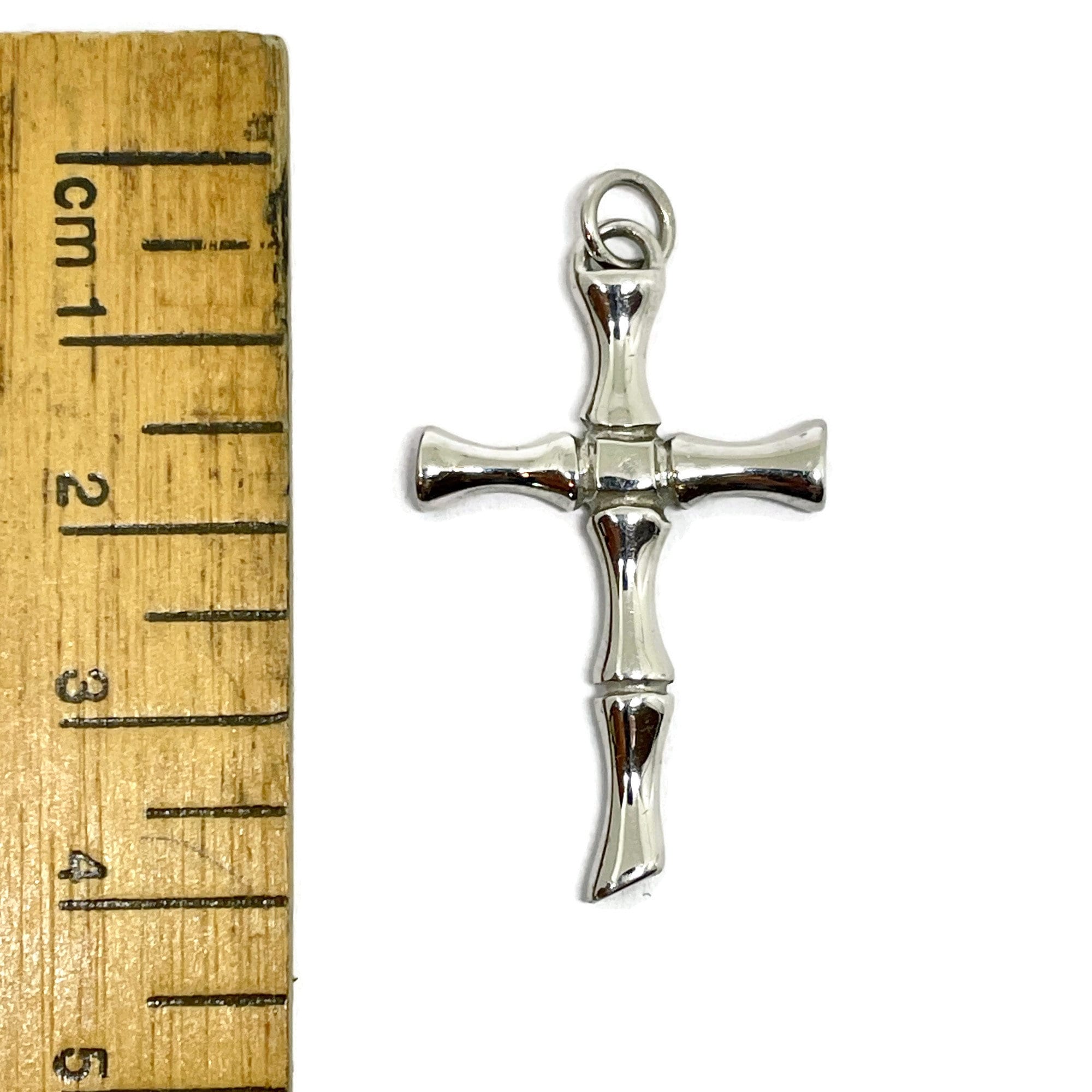 Silver Cross pendant. Bamboo style cross. | Etsy