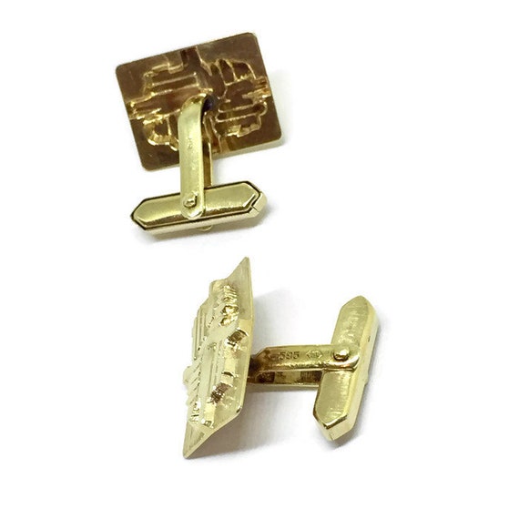 1970S gold cufflinks 14k 585 marked and Makers mark F… - Gem
