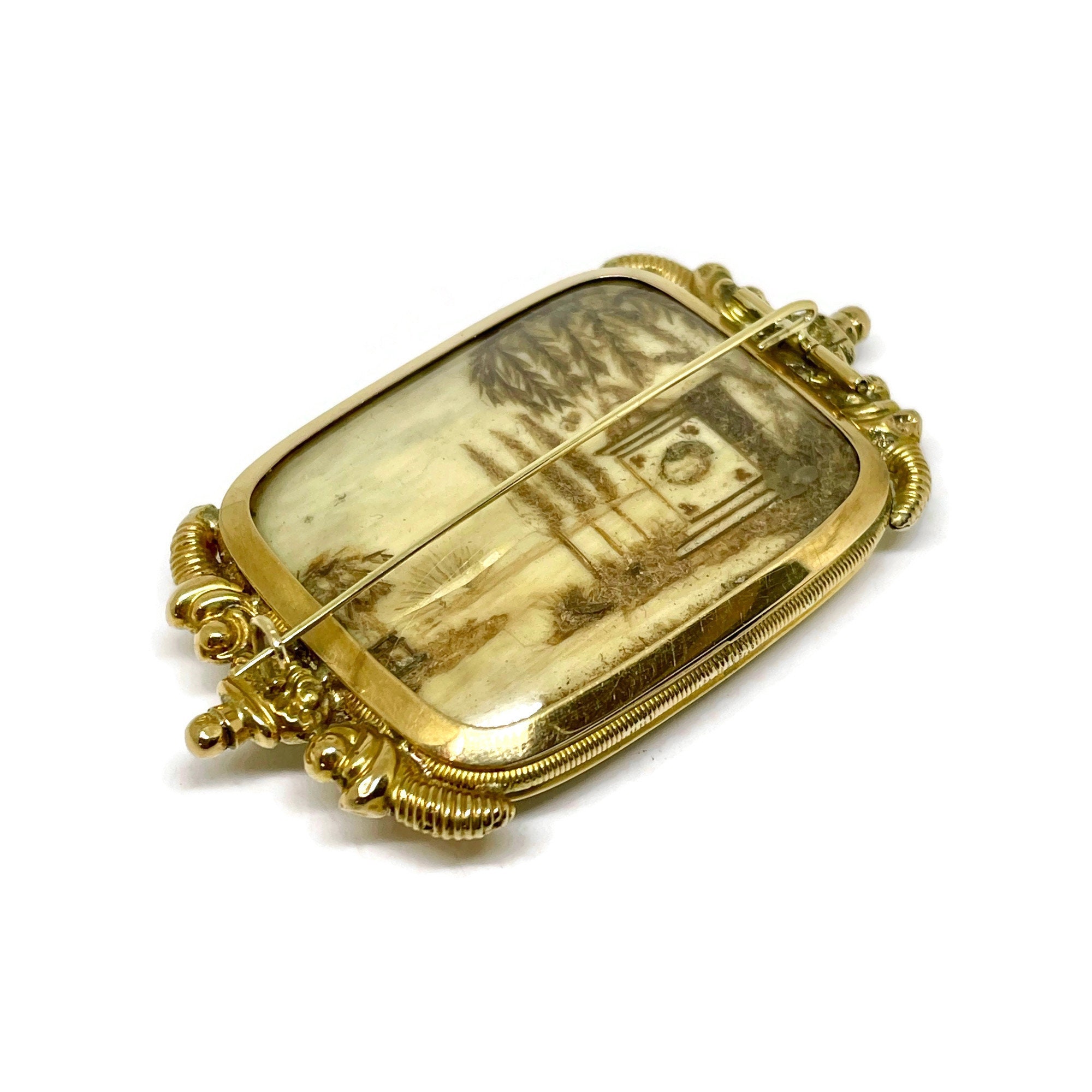 Gregorian Gold Dutch Mourning Hair Brooch. Dutch Mourning Jewelry ...