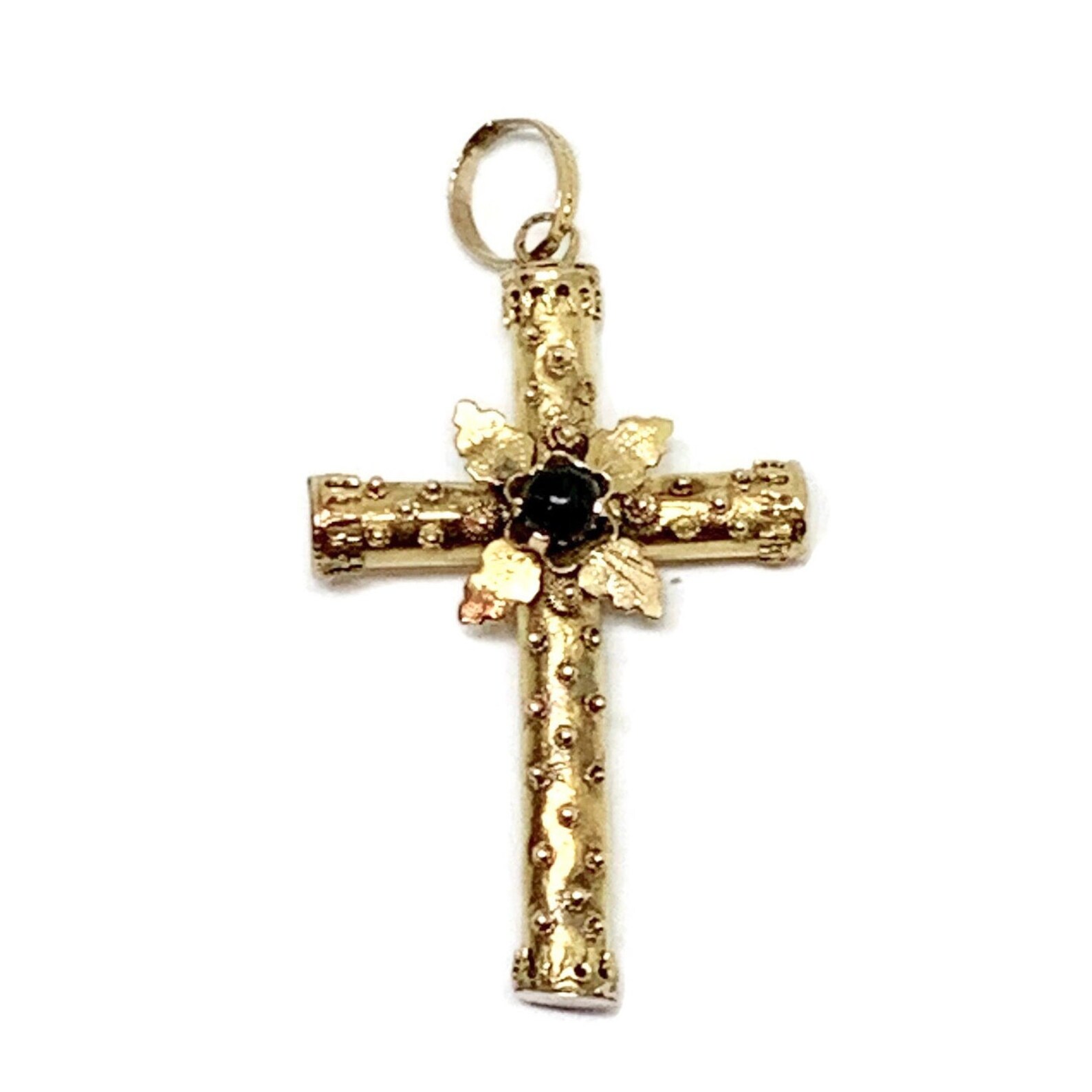 Victorian Filigree 9k Gold Cross Pendant With Garnet Center Stone. - Etsy