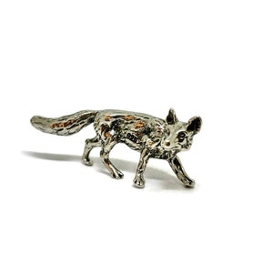 Silver Fox Figurine. Fox Silver Miniature. - Etsy