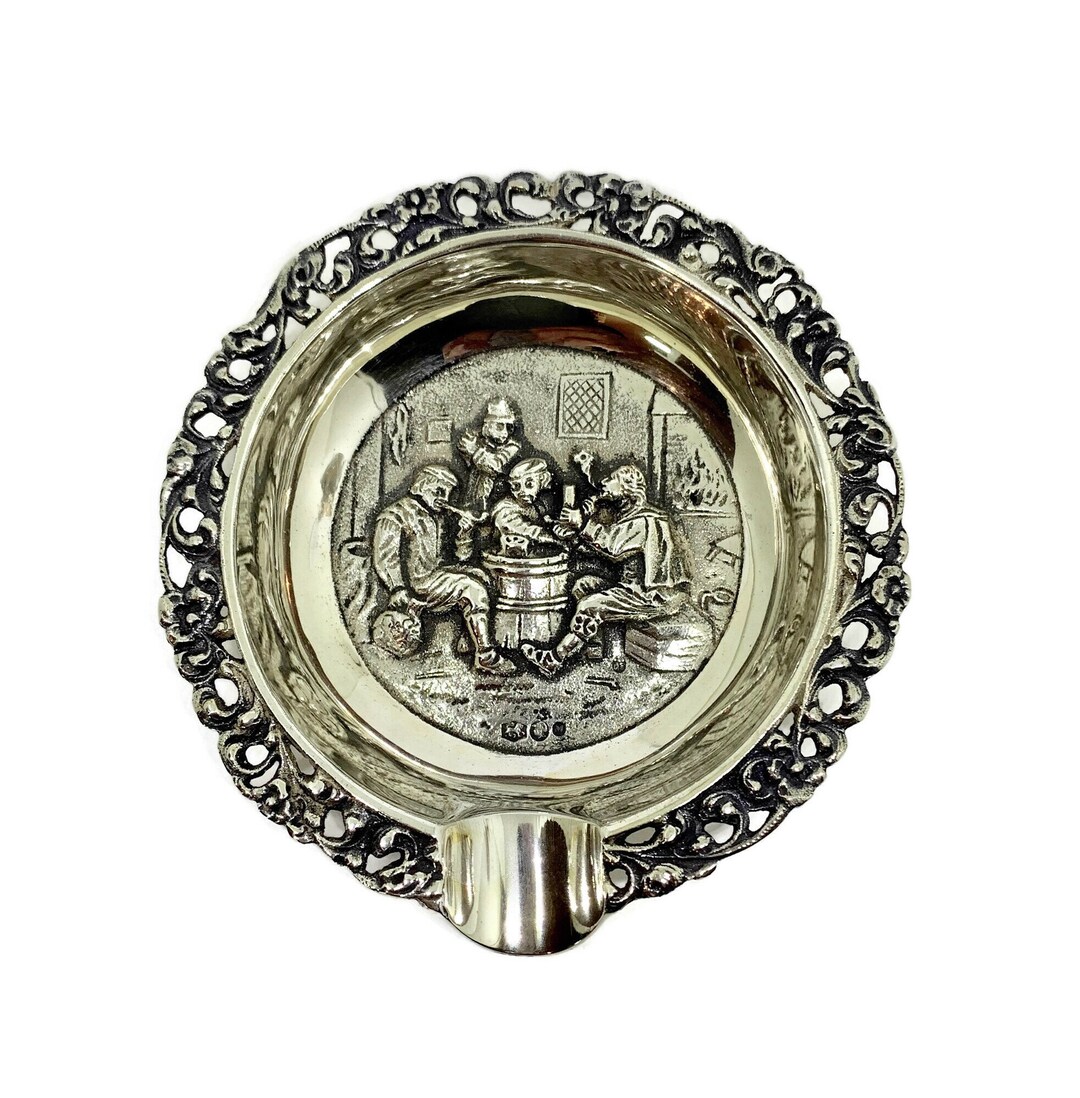 Antique Repousse Silver Ashtray Pub Scene. Dutch 835 Silver 1922 - Etsy