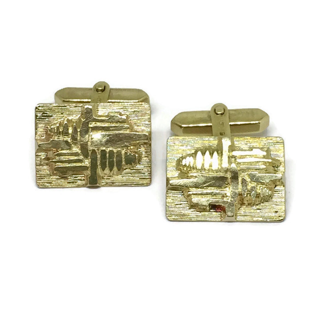 1970S Gold Cufflinks 14k 585 Marked and Makers Mark FA. - Etsy