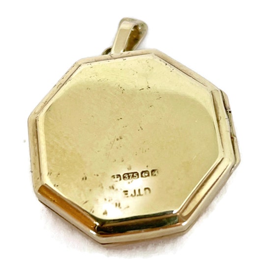 Photo locket gold pendant, octagonal photo locket, Fl… - Gem