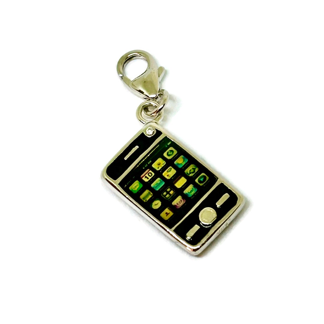 IPhone Charm. Sterling Silver 925 Clip-on Charm. Heart on the Backside ...