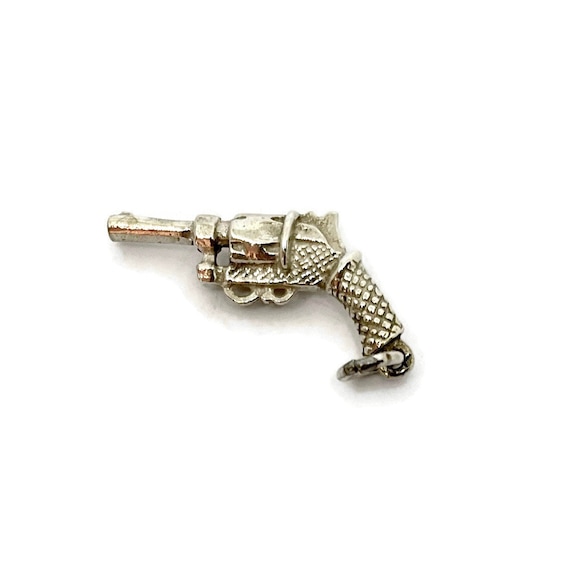 Old revolver pistol gun charm. Massive silver pistol … - Gem