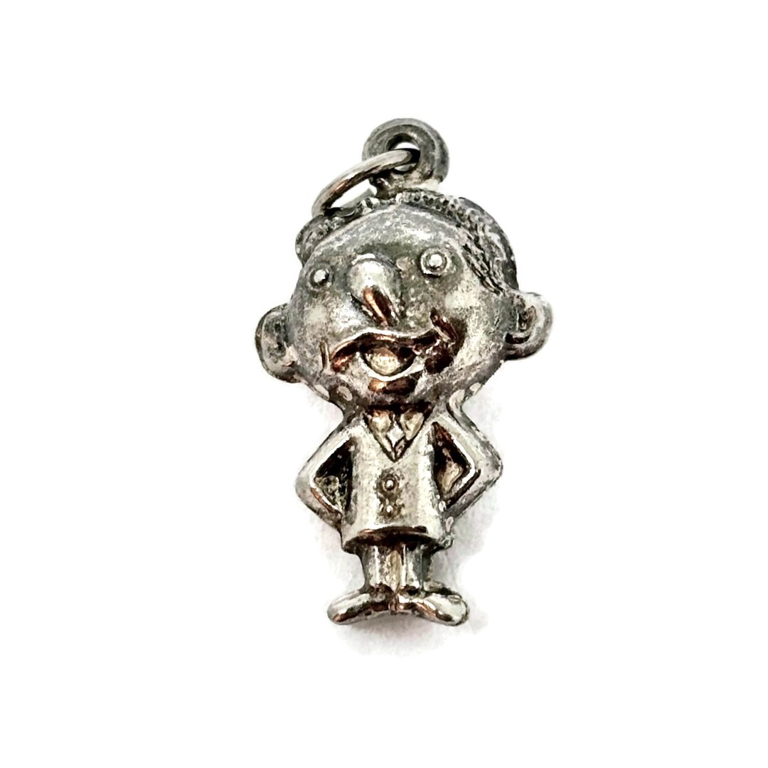 Cartoon Charm. Vintage Silver Charm for Bracelet or Necklace. Beautiful ...