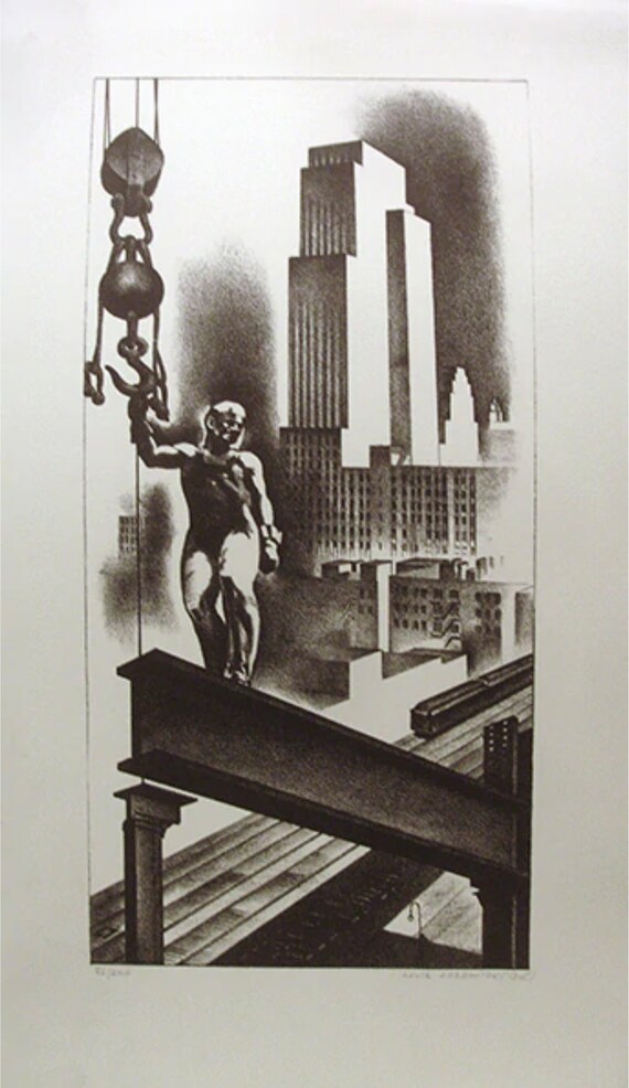 Louis Lozowick Lithograph: above the City | Etsy