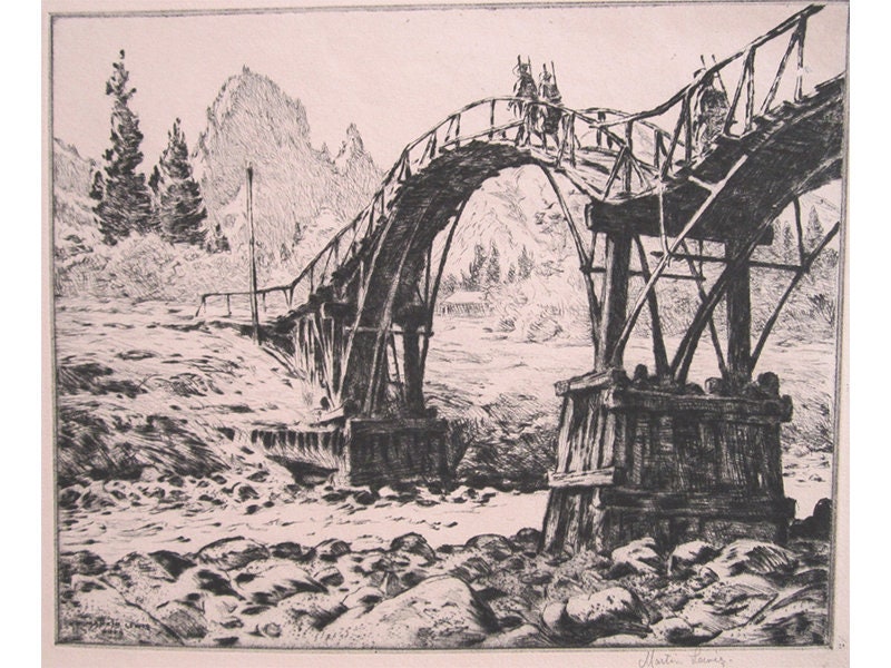 Martin Lewis Etching: "bridge Near Nikko" - Etsy