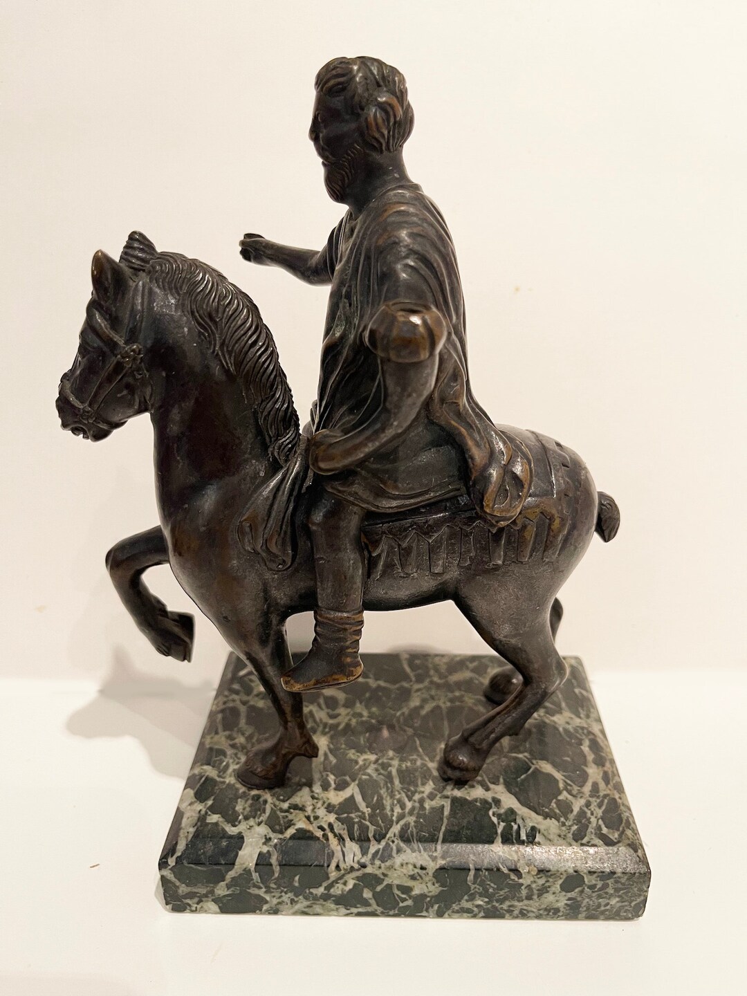 Unsigned 19th Century Metal Sculpture on Marble Base: Man on a - Etsy
