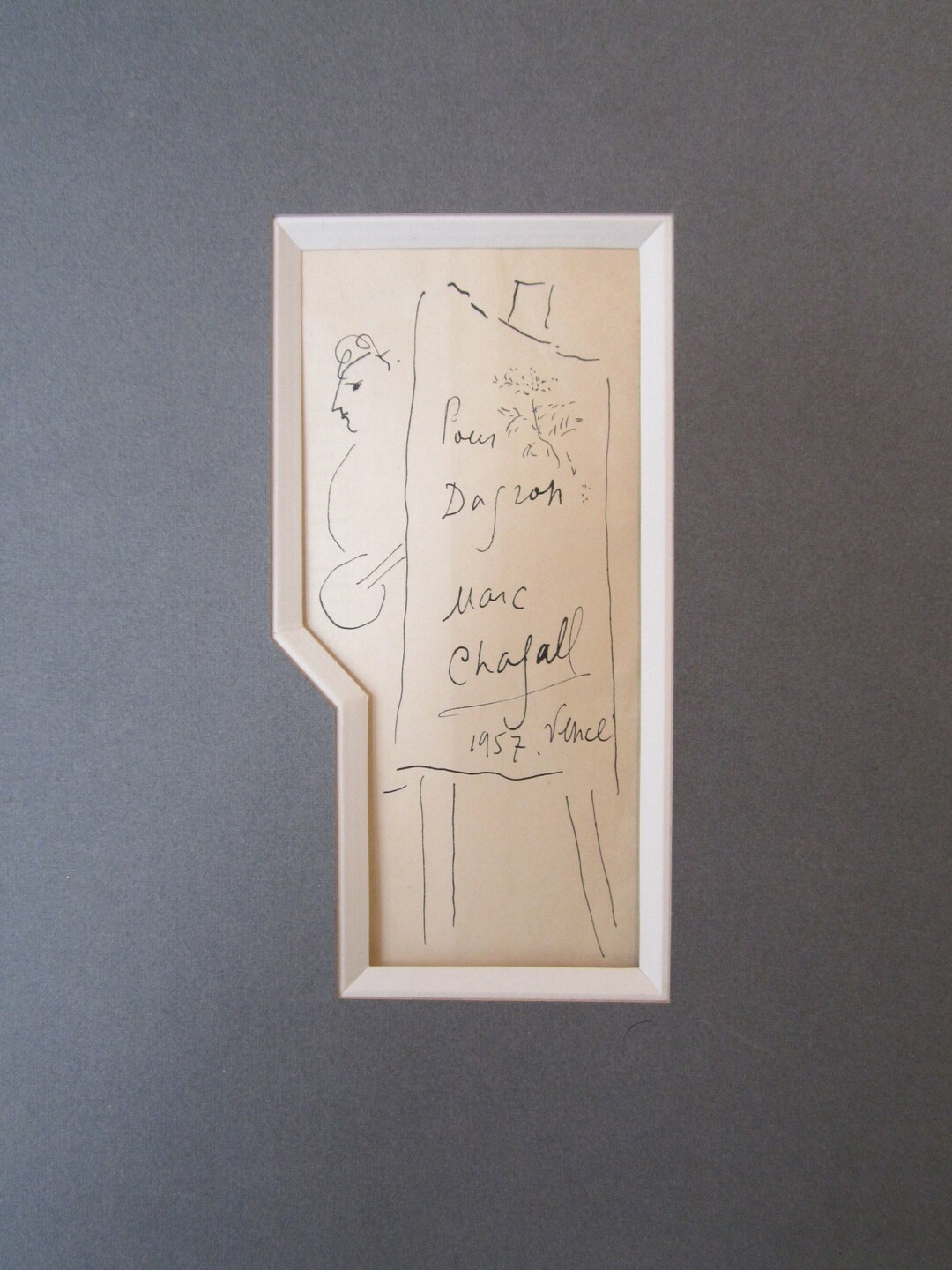 Marc Chagall Ink Drawing: "the Artist at His Easel" 1957 - Etsy