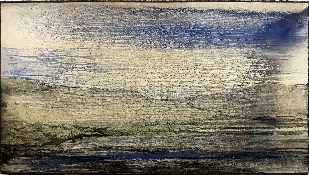 Gene Charlton Oil Painting: Abstract Blue Landscape, 1956 - Etsy