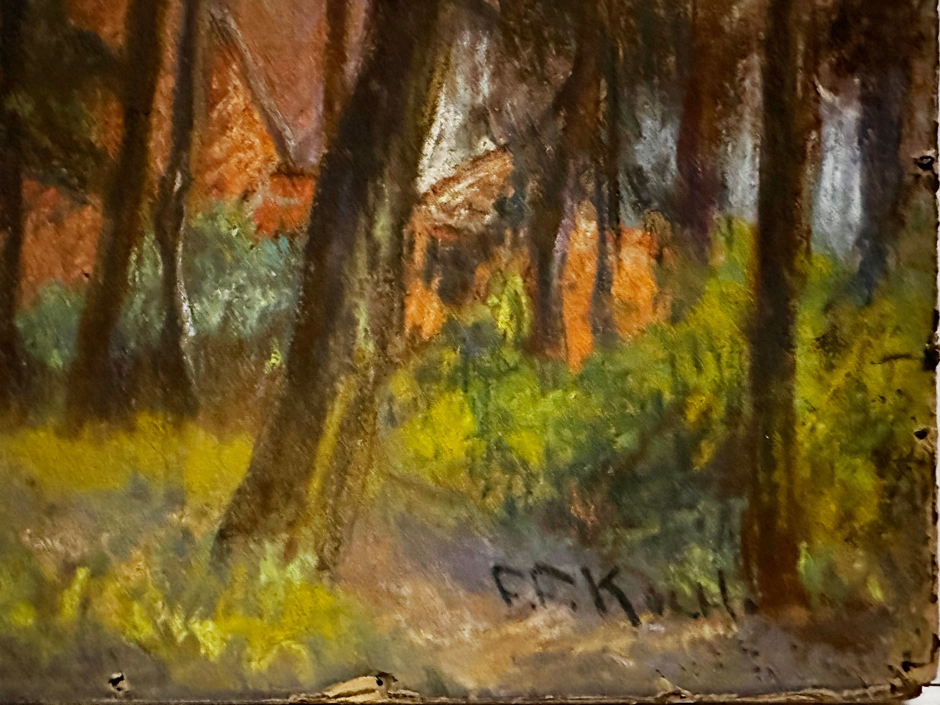 Friedrich Ferdinand Koch Pastel Drawing: Houses Behind Tall Trees - Etsy