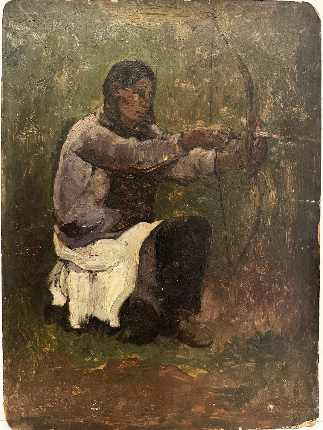 Eugene Higgins Oil Painting: A Man With a Bow and Arrow - Etsy