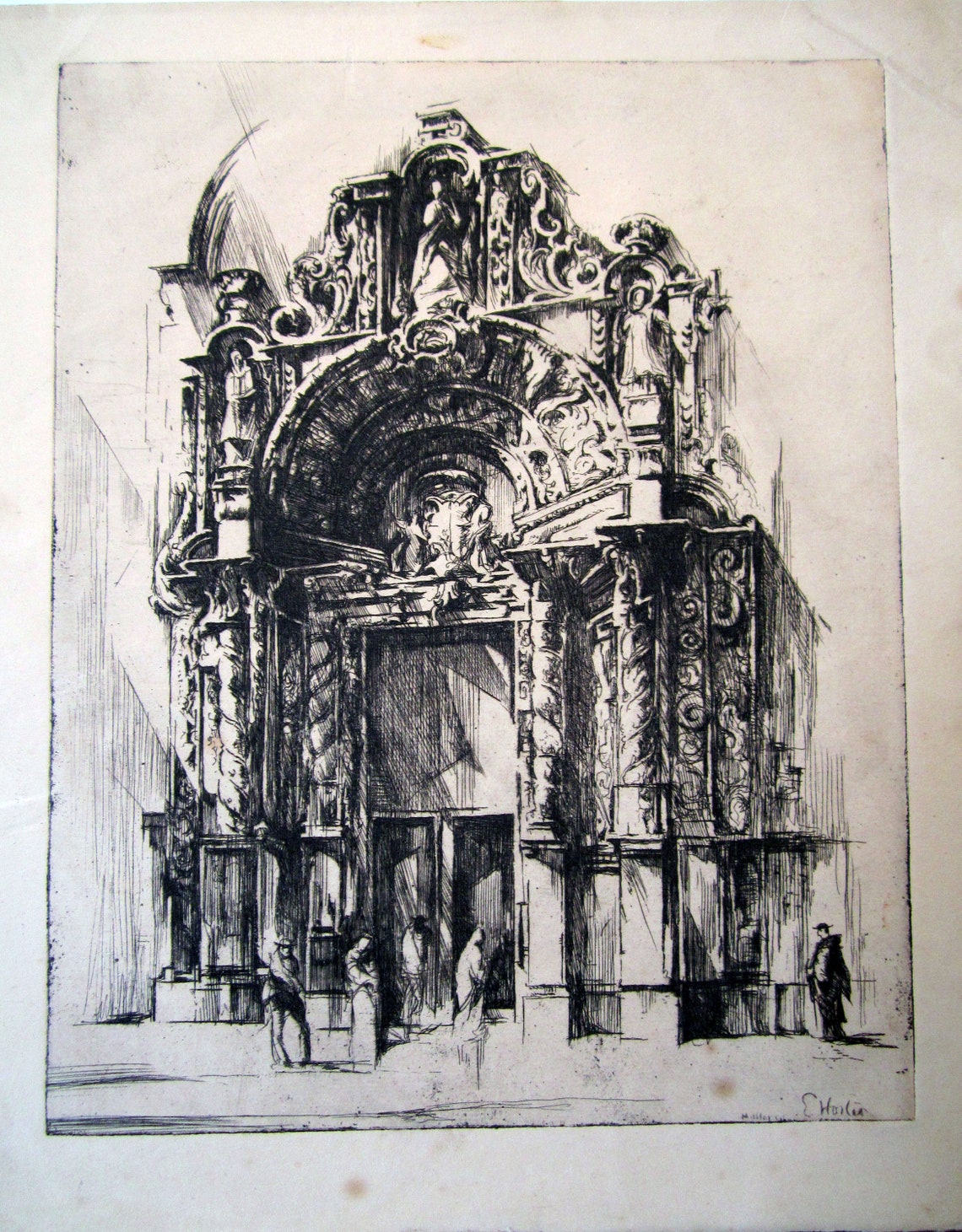 Earl Horter Etching: Façade of a Building - Etsy