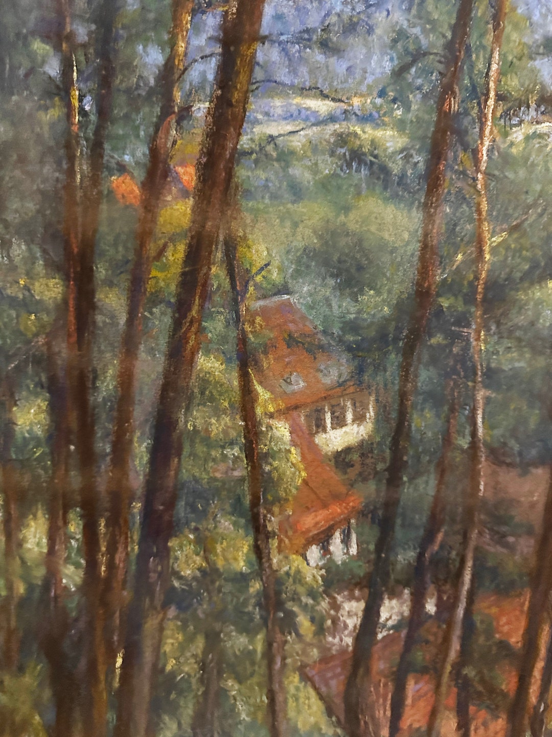 Friedrich Ferdinand Koch Pastel Drawing: Houses Behind Tall Trees - Etsy