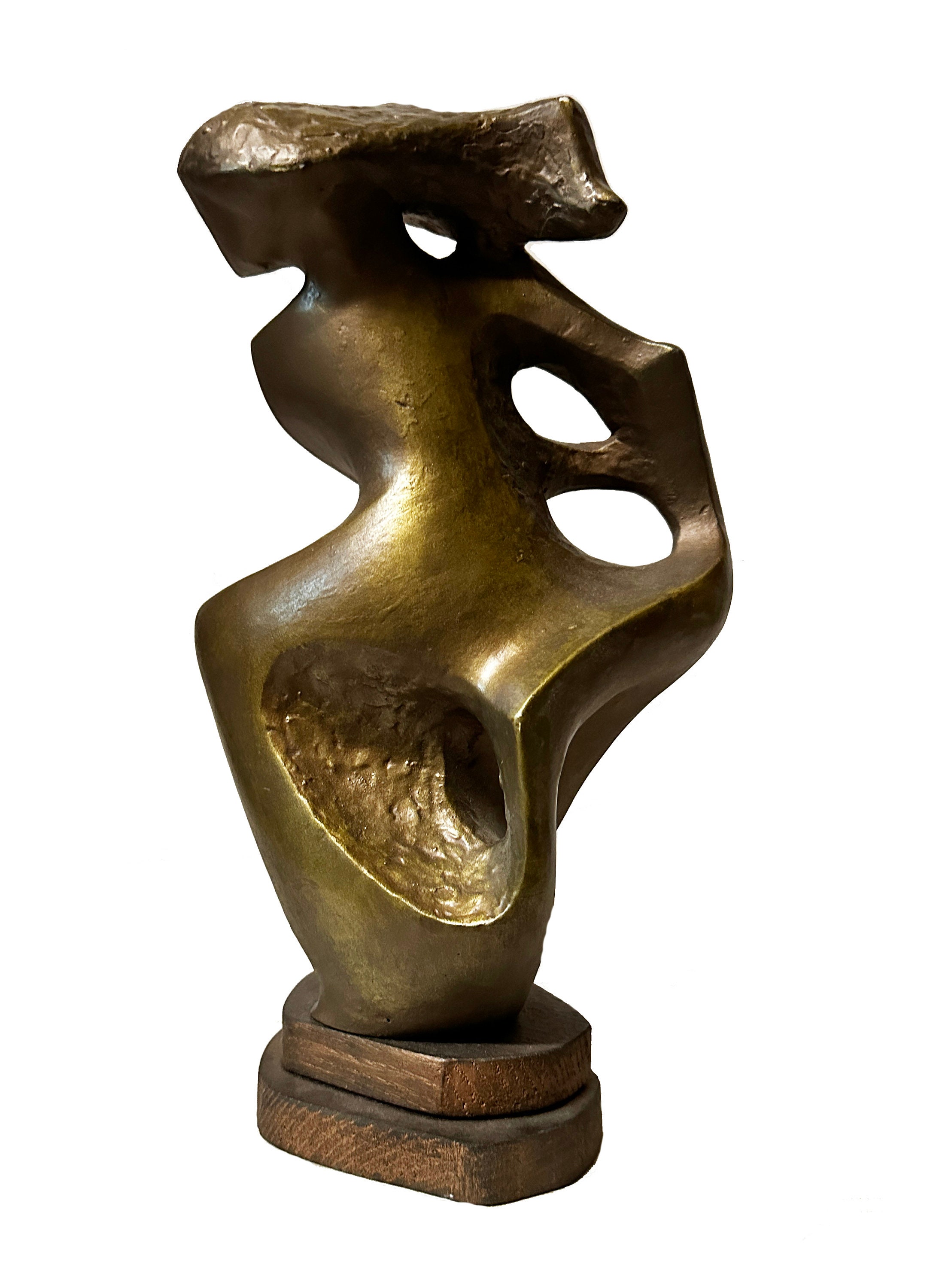 Abstract Bronze Sculpture on Wood Base: female 2 - Etsy UK