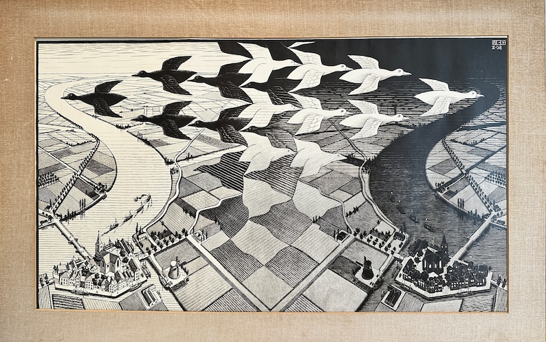 Maurits Cornelis Escher Lithograph: "day and Night" - Etsy