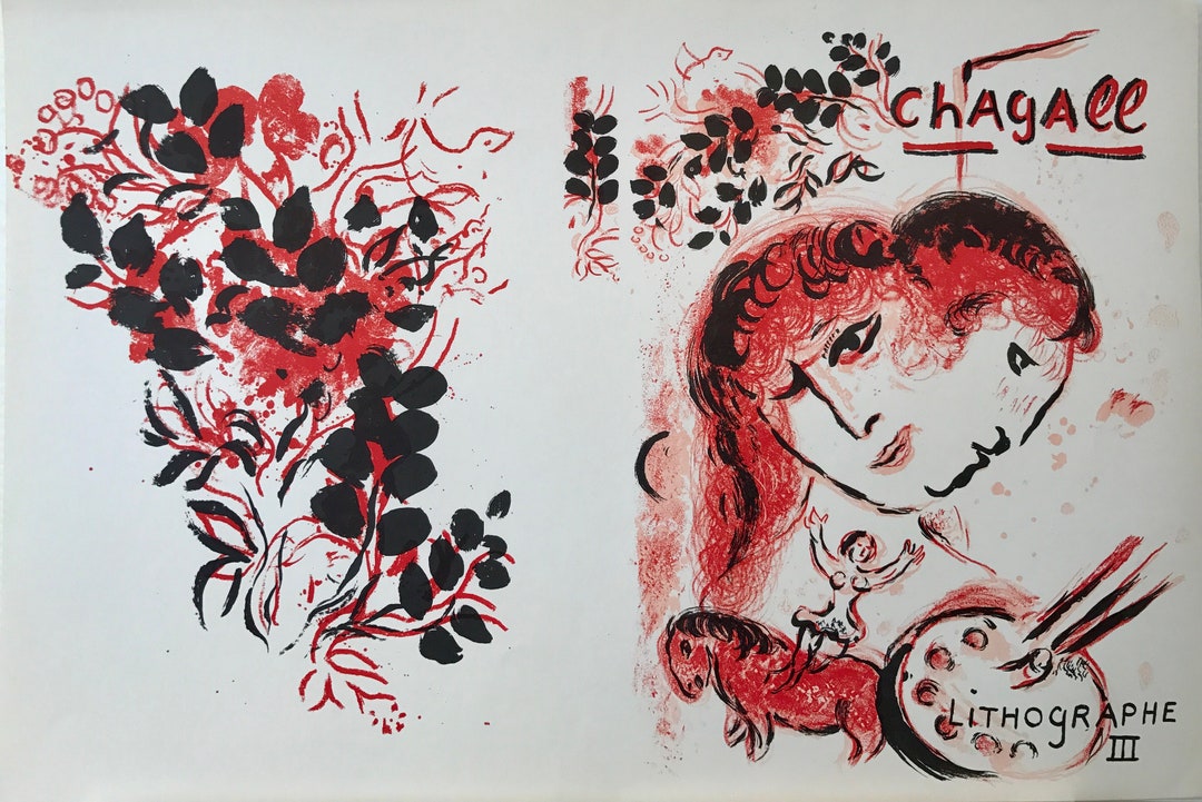 Marc Chagall Signed Lithograph: Book Cover for Lithograph III, 1974 - Etsy