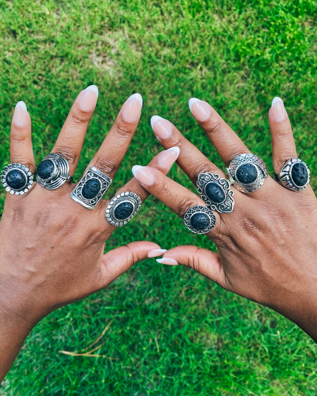 Lava Stone Ring, Lava Stone Jewelry, Crystal Ring, Silver Ring ...