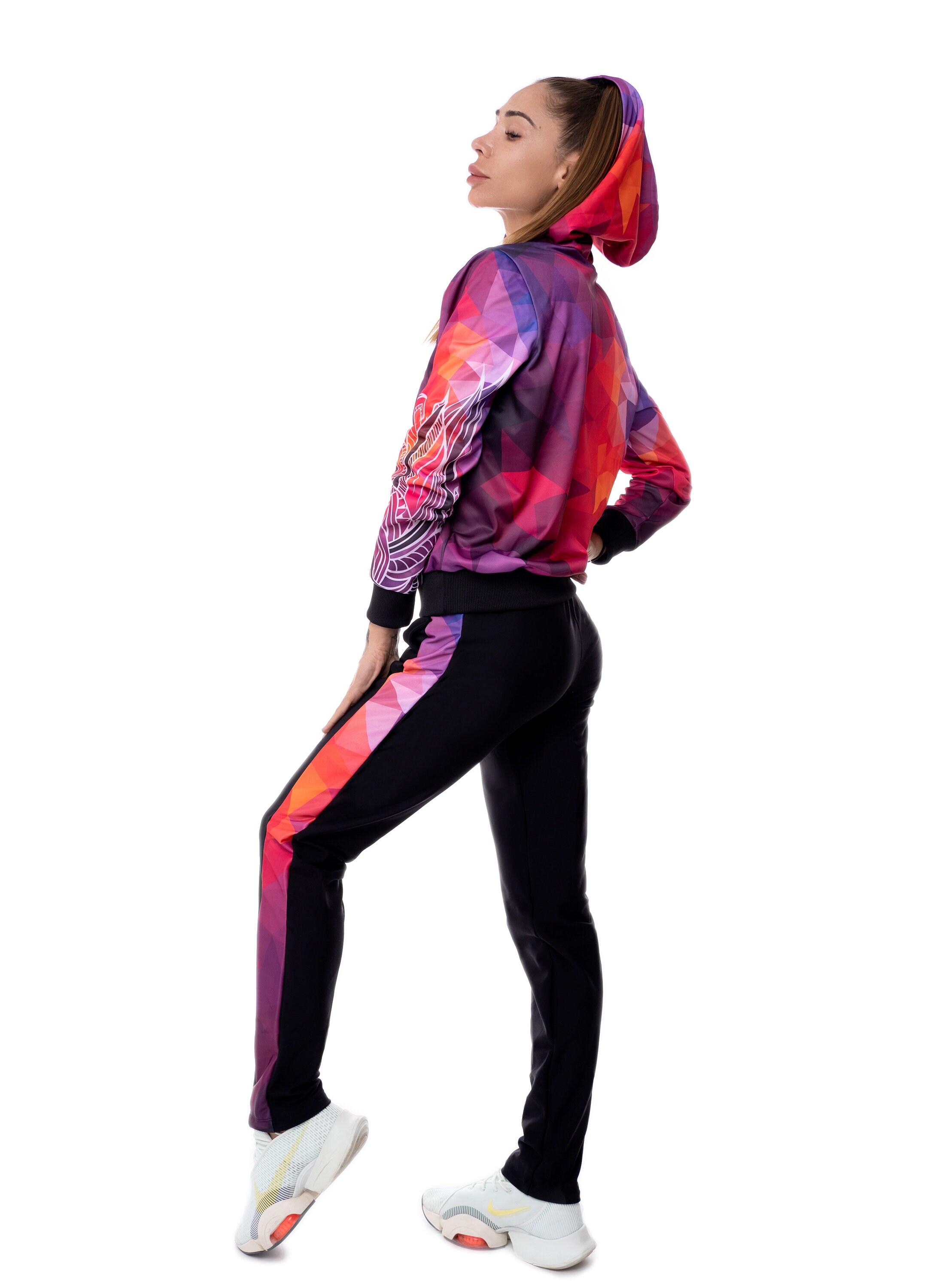 Purple Workout Top and Bottom Set With Hooded Long Sleeve - Etsy