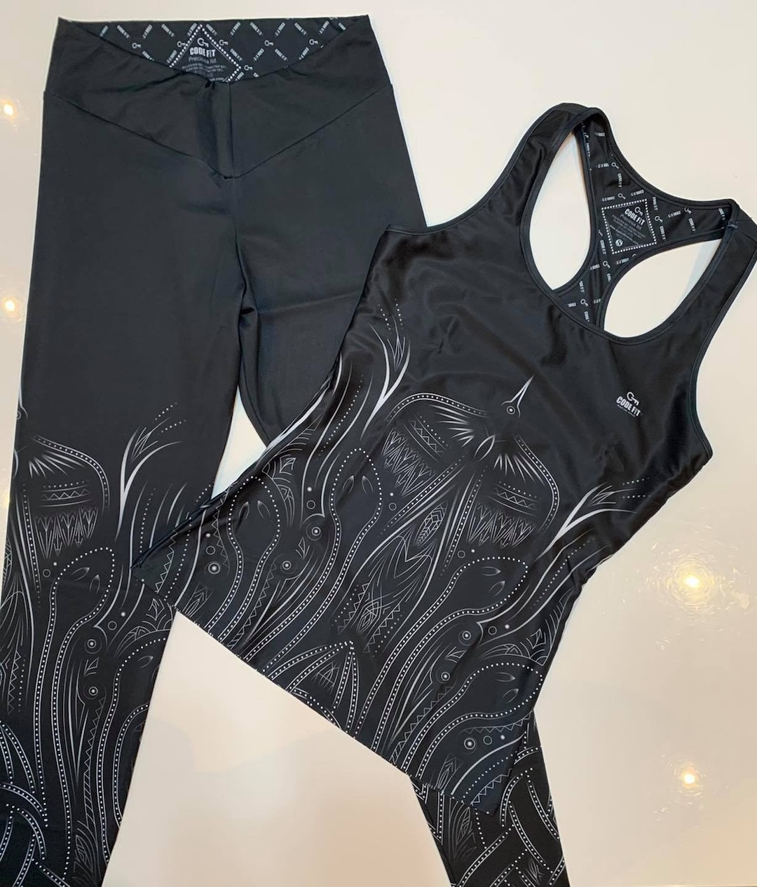 Mystic Goth Leggings, Esoteric Snakes Print Black Yoga Pants, Stretchy ...