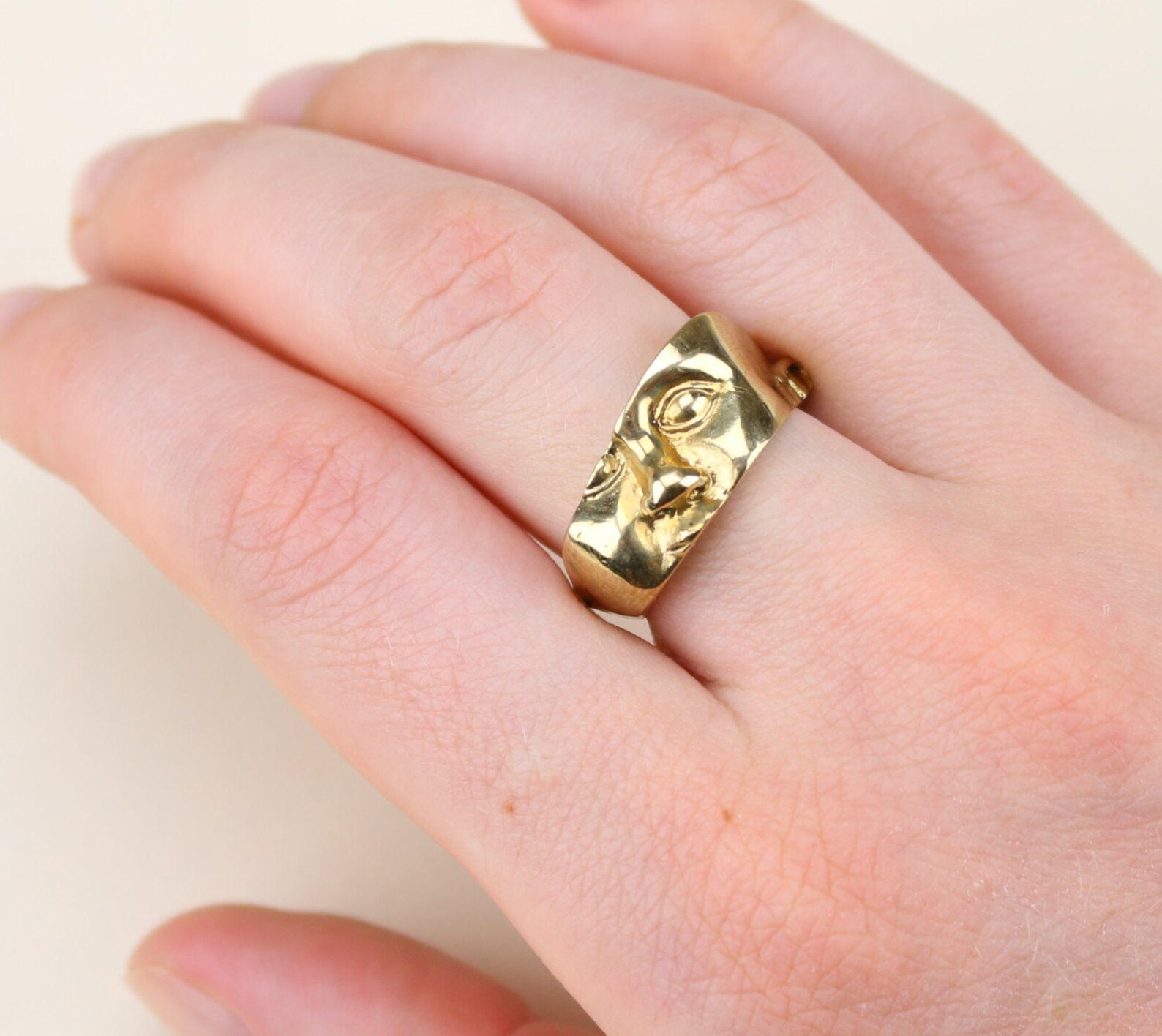 Bronze Face Ring partial face Ring Art Face Ring | Etsy